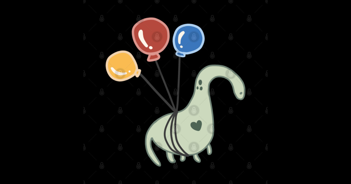 Dinosaur with Triad Color Balloon on the Sky Stay Joyful Everyday ...