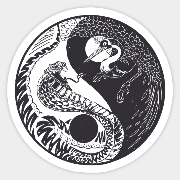 Yin And Yang Snake Vs Crane Design - Ying And Yang - Sticker | TeePublic