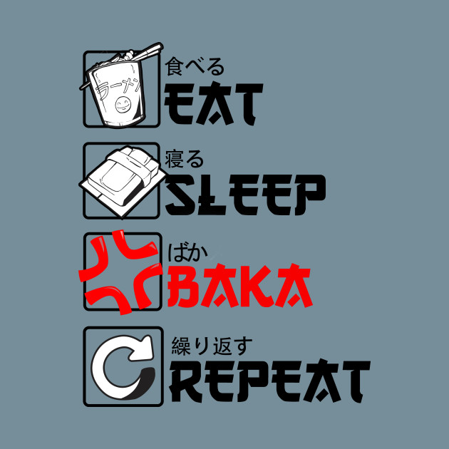Eat Sleep Baka Repeat - Funny Baka Anime Girl Meme - Baka - T-Shirt ...