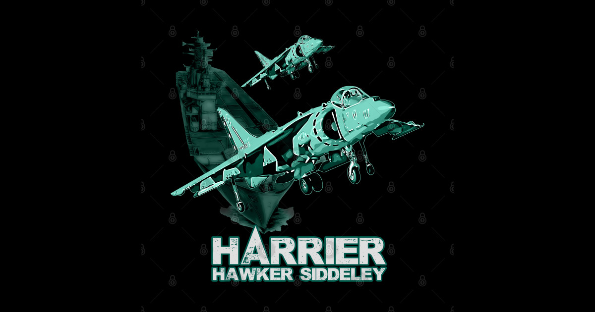The Harrier Hawker Siddeley - Harrier Fighter Jet - Sticker | TeePublic