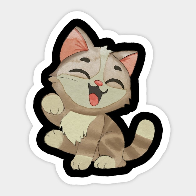 Happy smiling kitty - Cat Kitty Kitty Happiness Joy - Sticker | TeePublic