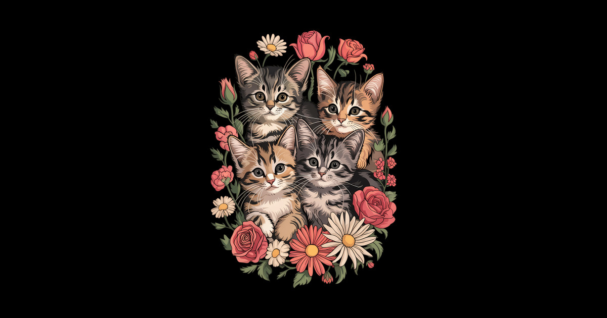 Cute Kitten Flower Cat Cottagecore Aesthetic - Cat Cottagecore ...