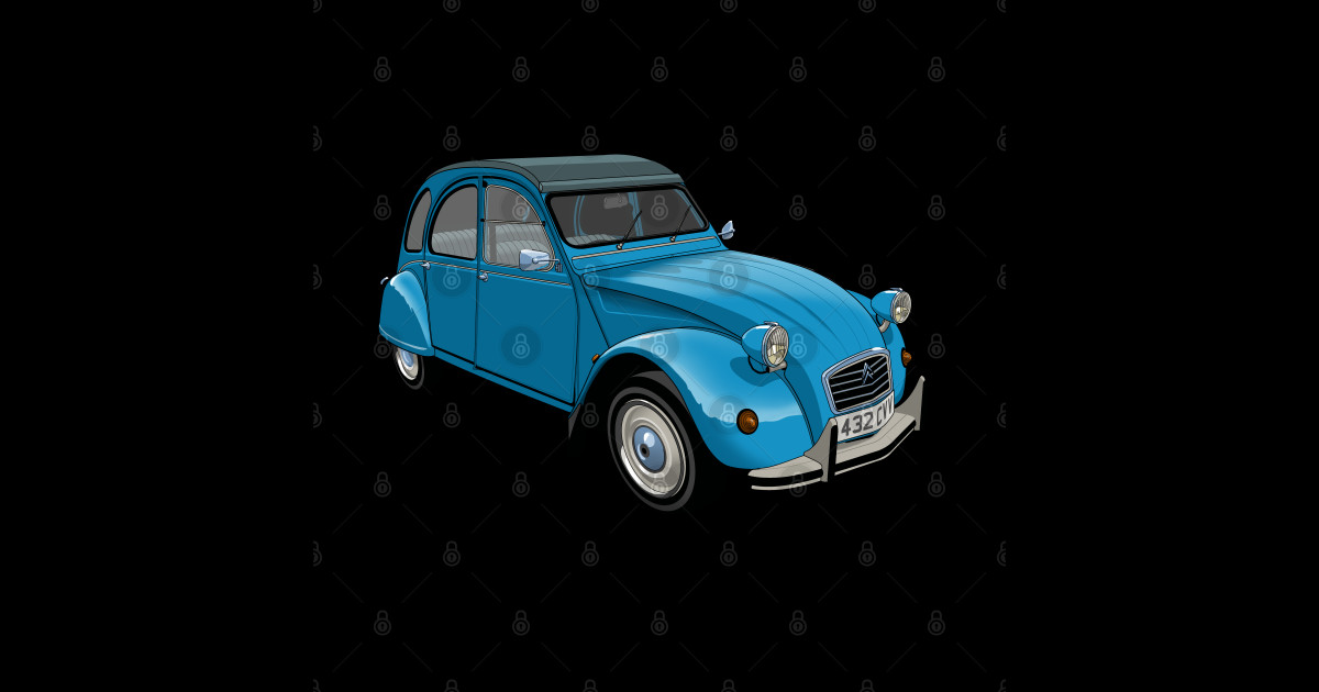 Citroen 2CV in blue - Citroen 2cv - Sticker | TeePublic