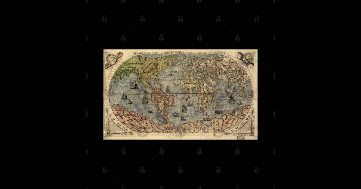 Vintage World Map ca 1595 - Map - Sticker | TeePublic