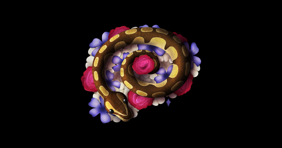 Ball Python in Flowers - Ball Python - Sticker | TeePublic