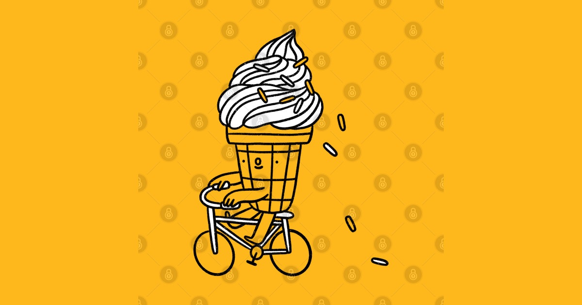 Ice cream riding a bicycle - Ice Cream - T-Shirt | TeePublic