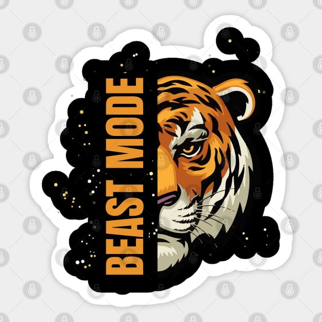 Beast Mode Tiger Design - Beast Mode On - Sticker | TeePublic