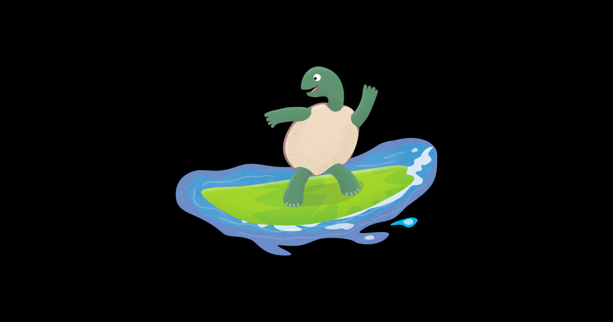 Funny tortoise wave surfing cartoon - Turtle - Sticker | TeePublic