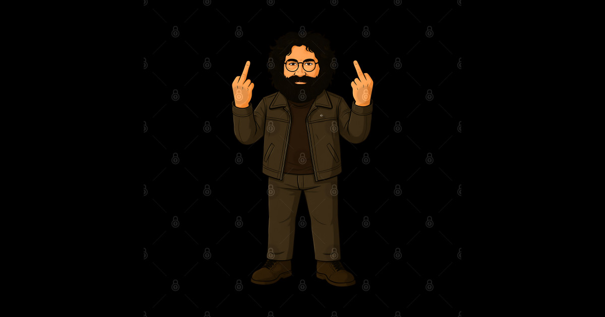 Jerry Garcia Funny Middle Finger - Cartoons - Sticker | TeePublic