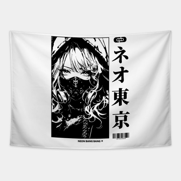 Japanese Cyberpunk Anime Girl Techwear Anime Techwear Tapestry