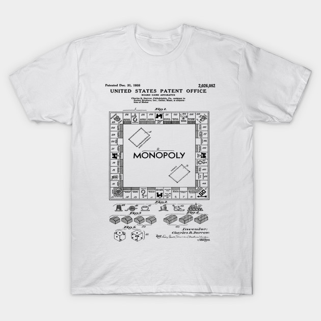 Monopoly Game Patent Black - Monopoly - T-Shirt | TeePublic