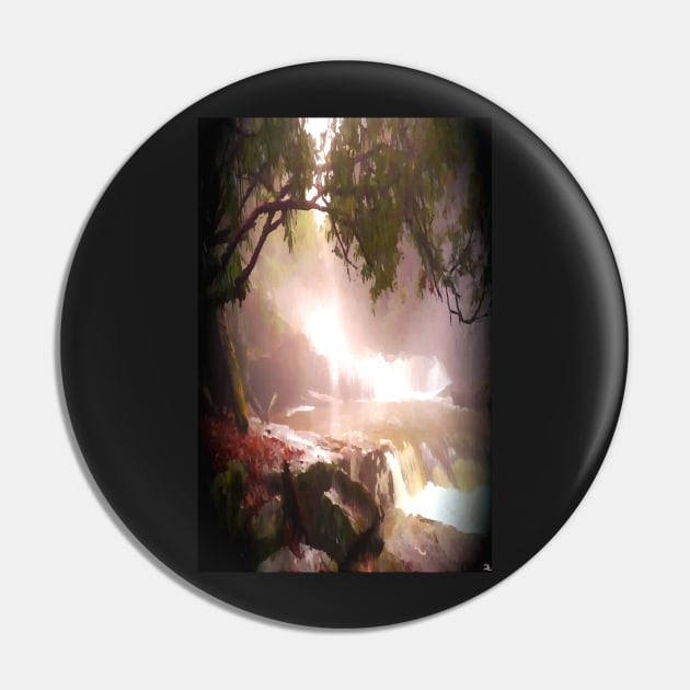 landscape waterfall lake river - Landscape - Pin | TeePublic