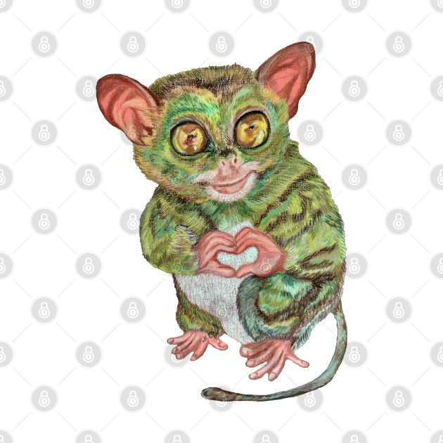 Philippine Tarsier Portrait (Soft Pastel Painting) - Tarsier - T-Shirt ...