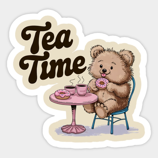 cute tea time bear - Tea Time - Sticker | TeePublic