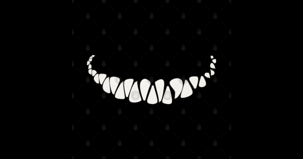 Creepy smiling monster scary teeth - Scary Teeth Face Mask - Sticker ...