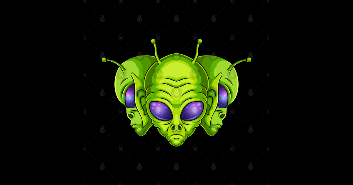 Triple Aliens head - Triple Aliens Head - Sticker | TeePublic