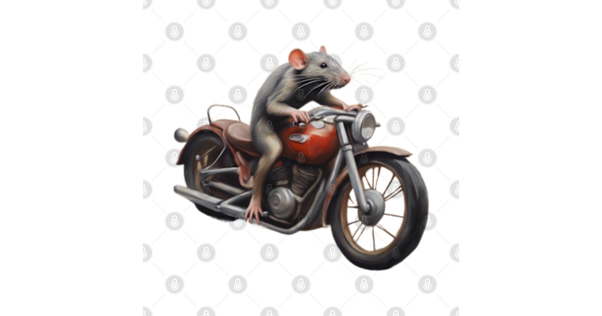 Rat on Bike - Biker Rat - T-Shirt | TeePublic