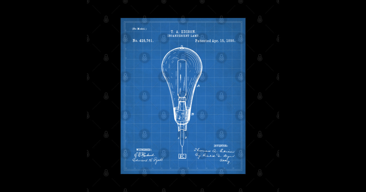 Edison Lamp Patent - Housewarming Home Hallway Entry Decor Art ...