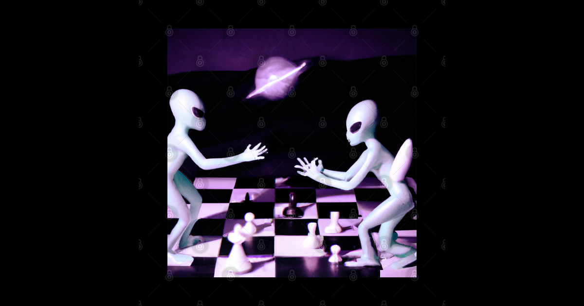 Alien Chess - Alien Art - Sticker | TeePublic