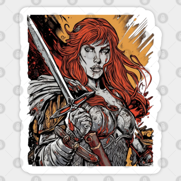 Red Sonja Warrior Comic Art - Red Sonja - Sticker | TeePublic
