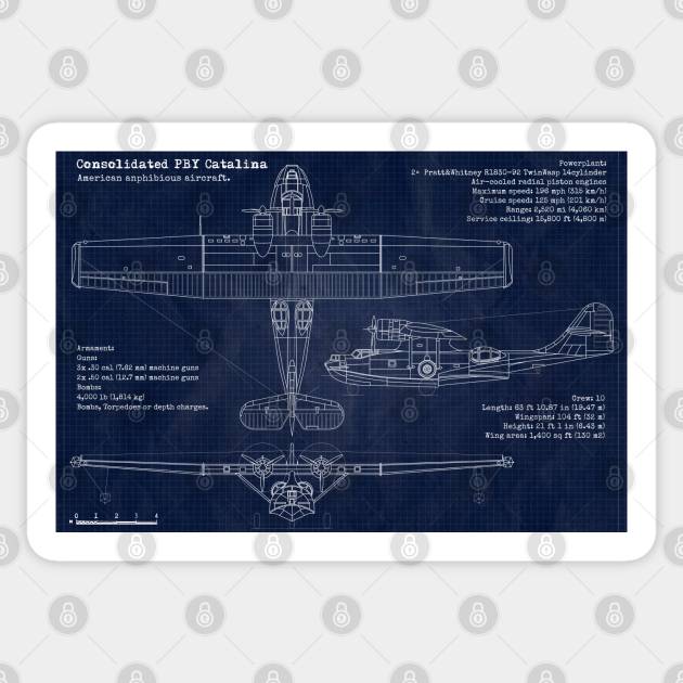PBY Catalina Blueprint - Catalina - Sticker | TeePublic