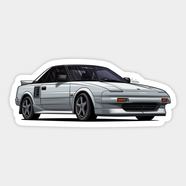 Toyota MR2 SW11 White - Digital drawing - Toyota Mr2 - Sticker | TeePublic