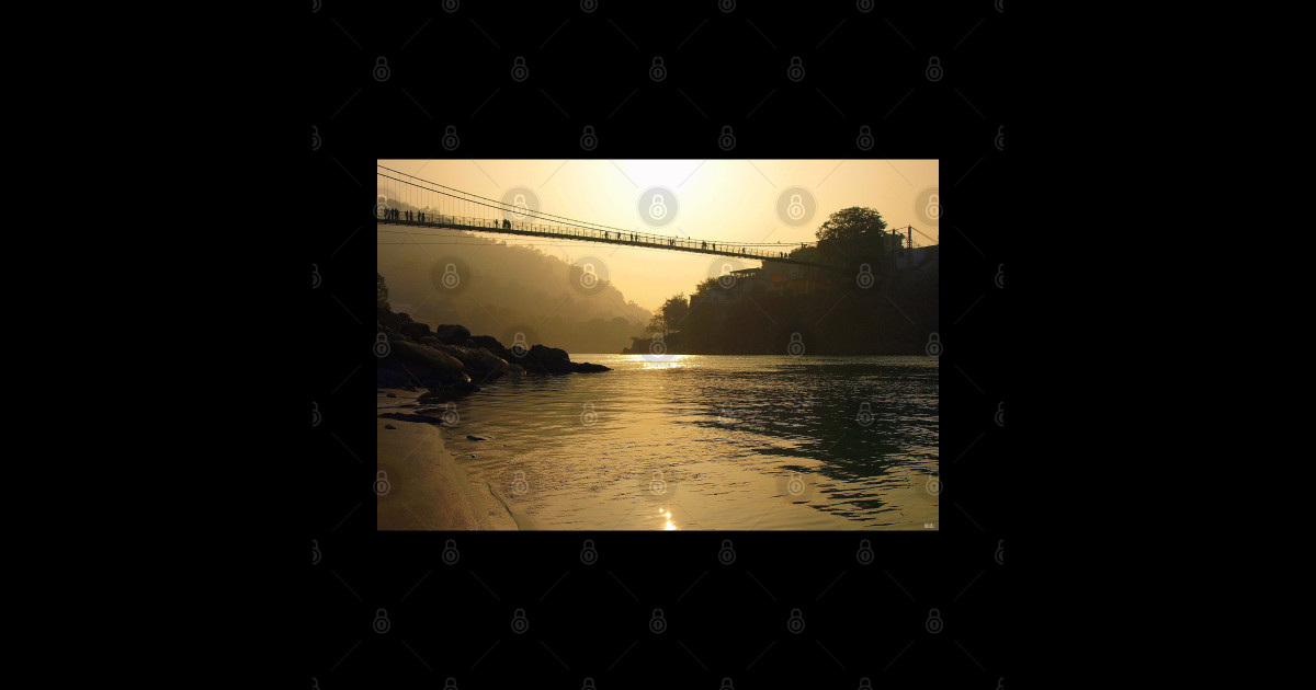 River Ganges Laxman Jhula Rishikesh - River Ganges India - Sticker ...