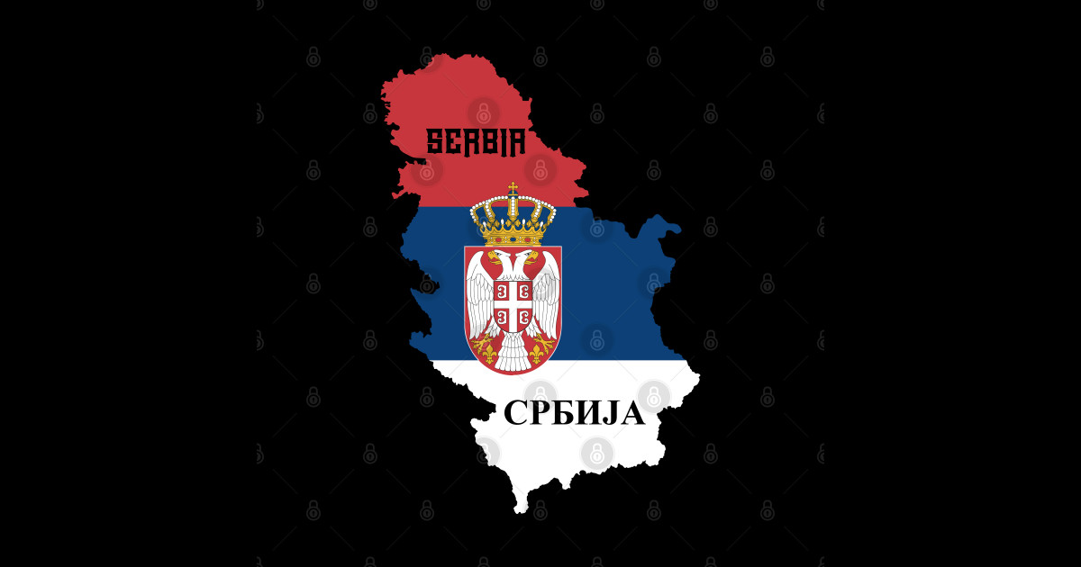 Serbia flag and map - Serbia - Sticker | TeePublic