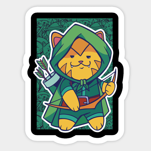 D&D Ranger Class Kawaii Cat - Ranger Class - Sticker | TeePublic