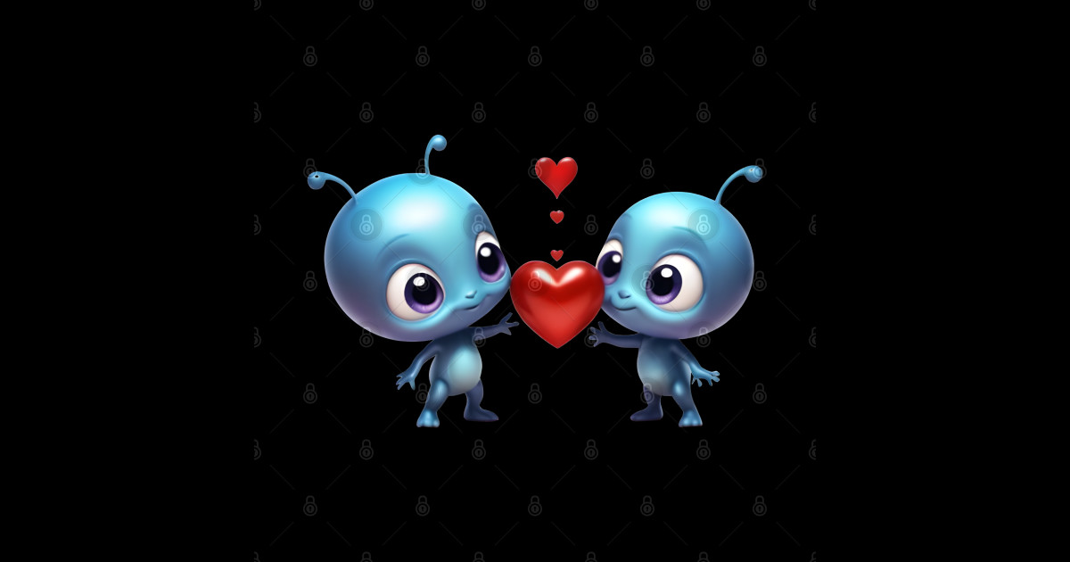 I Love You to the Moon and Back – Cute Alien Couple & Whimsical Space ...