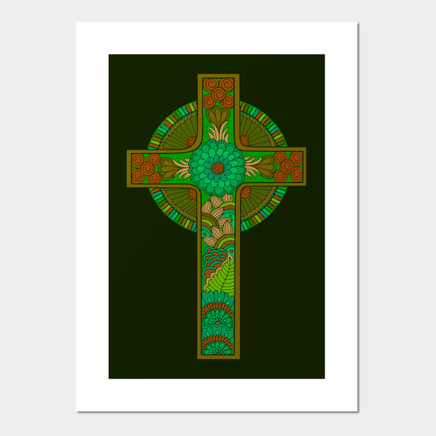 Green Celtic Cross - Irish Celtic Cross - Posters and Art Prints ...