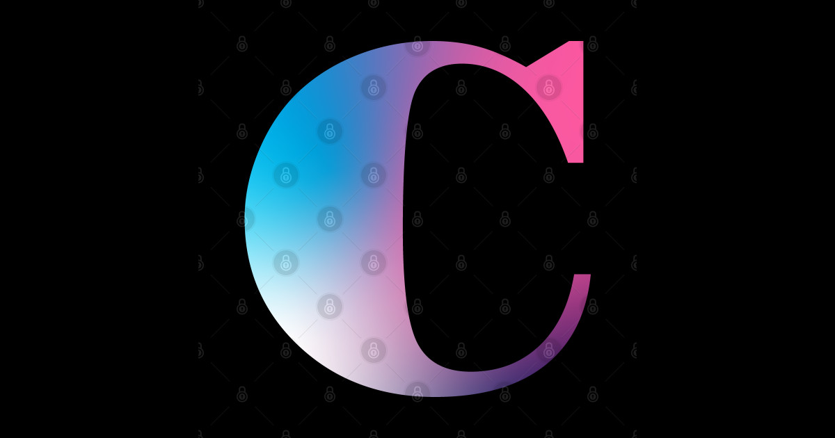 Capital Letter C Monogram Gradient Pink Blue White - Monogram - Posters ...