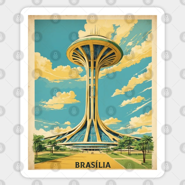 Brasilia Brazil Vintage Tourism Travel Poster - Brazil - Sticker ...