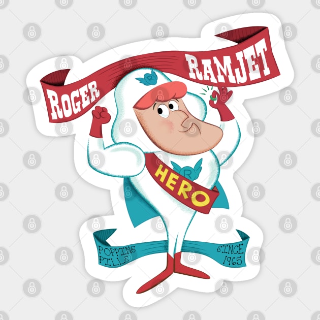 Roger Ramjet - hero of our nation - Roger Ramjet - Sticker | TeePublic