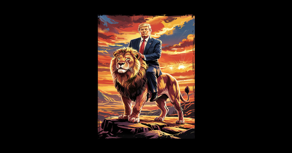 Donald Trump Riding a Lion - Donald Trump Riding A Lion - Sticker ...