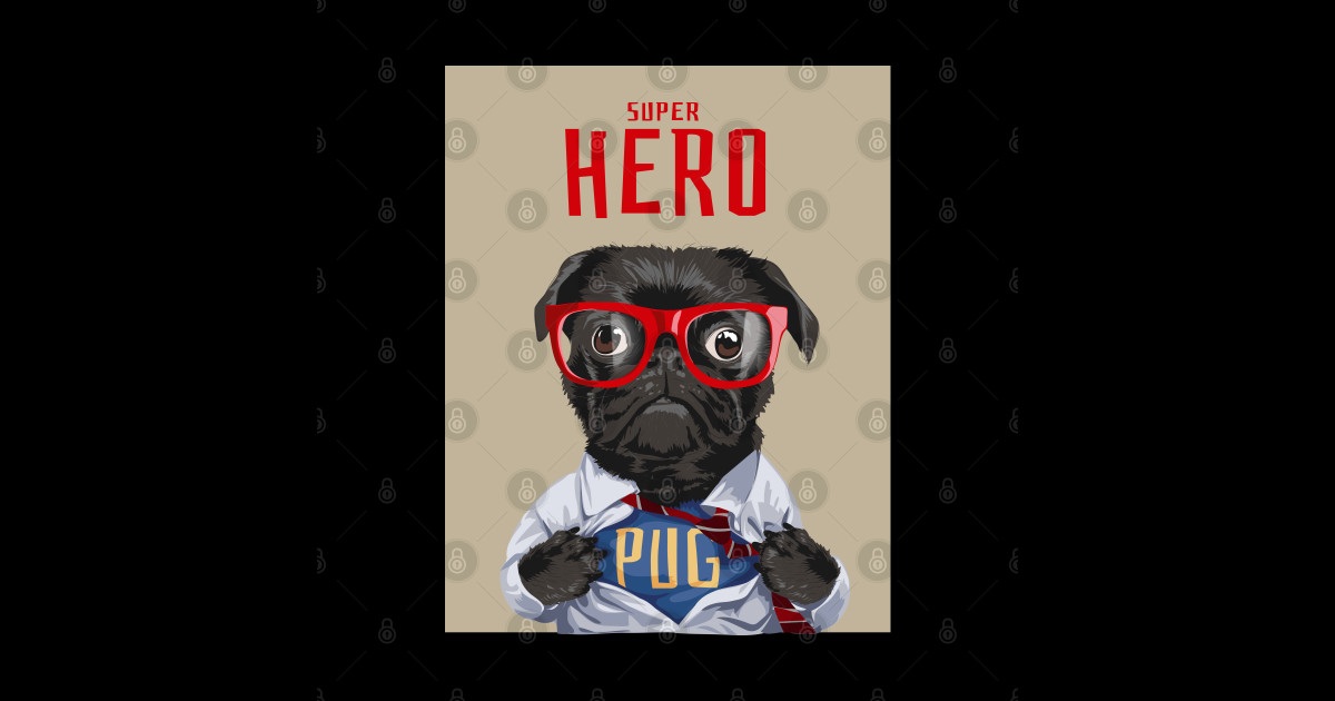 Super Hero Pug Dog - Superhero - Sticker | TeePublic