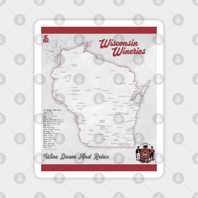 Wisconsin Wineries Map - Wisconsin - Magnet | TeePublic