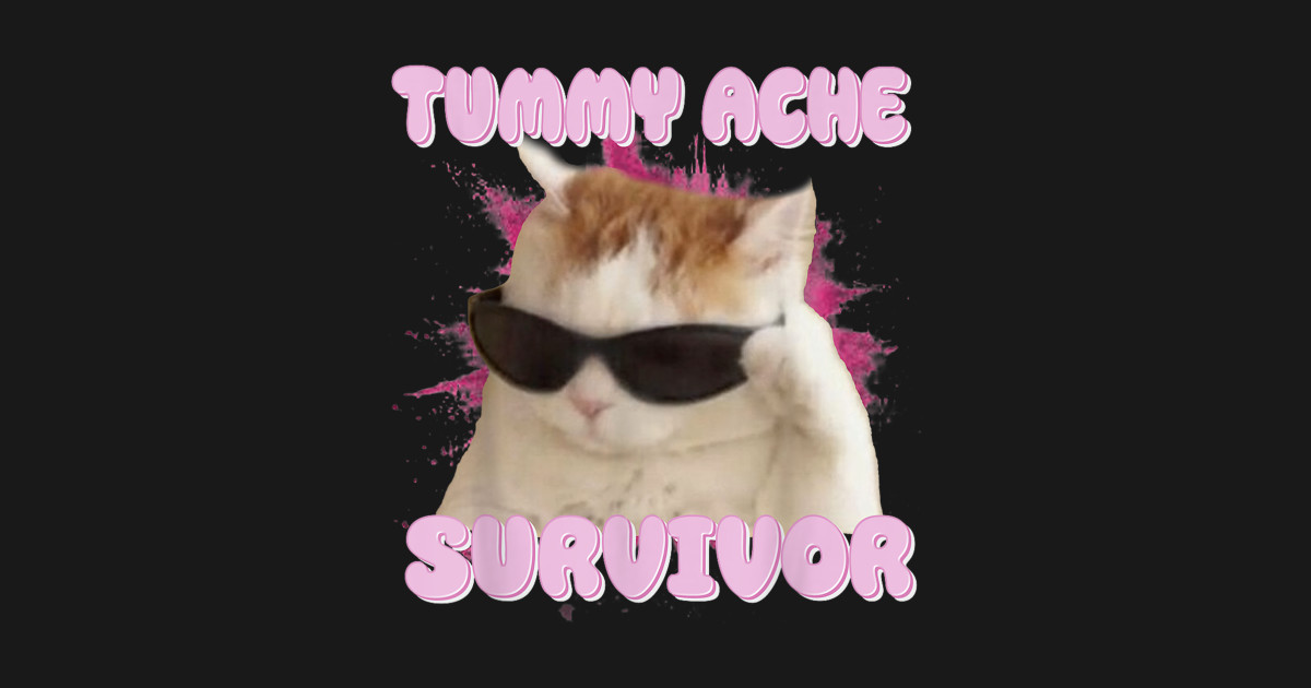 Cat Tummy Ache Survivor & Meme Cute - Cat Tummy Ache Survivor - T-Shirt ...
