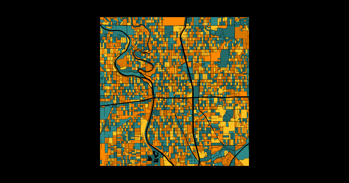 Wichita Map Pattern in Orange & Teal - Wichita Map - Sticker | TeePublic