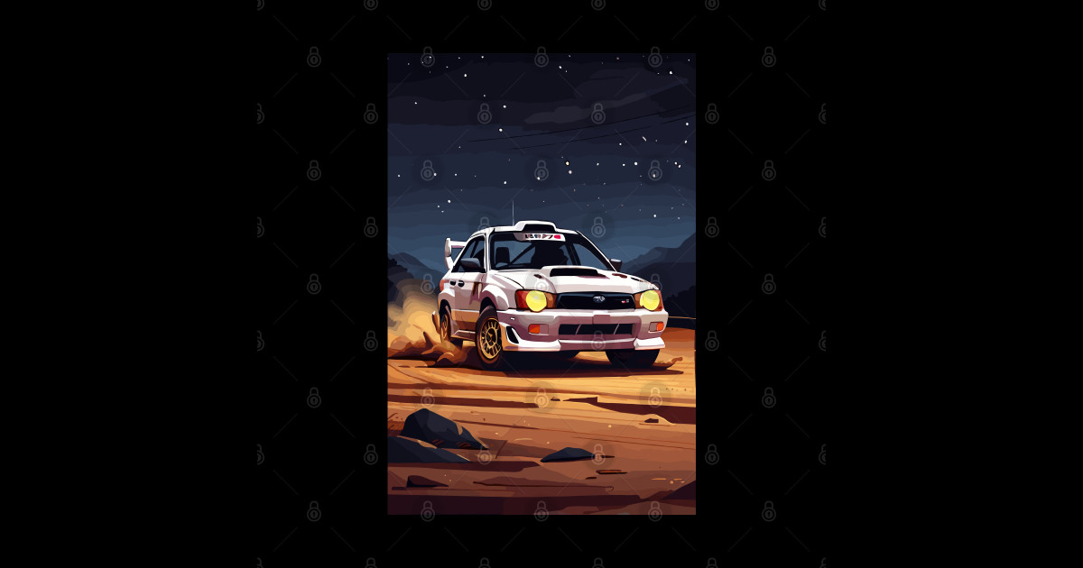 White WRX Rally Car Poster JDM - Rally Car - Sticker | TeePublic