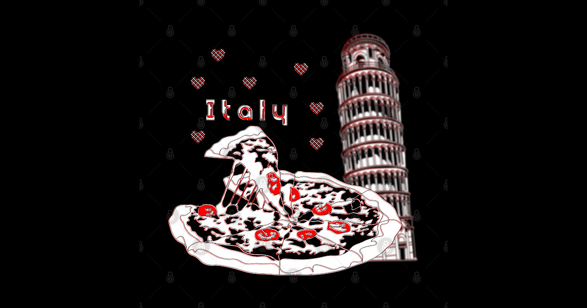 Iconic Italy Design with Pizza and Pisa - Iconic Italy Design - Sticker ...