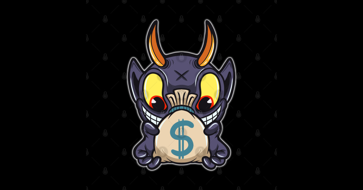devil money cartoon - Urban Clothing - Sticker | TeePublic