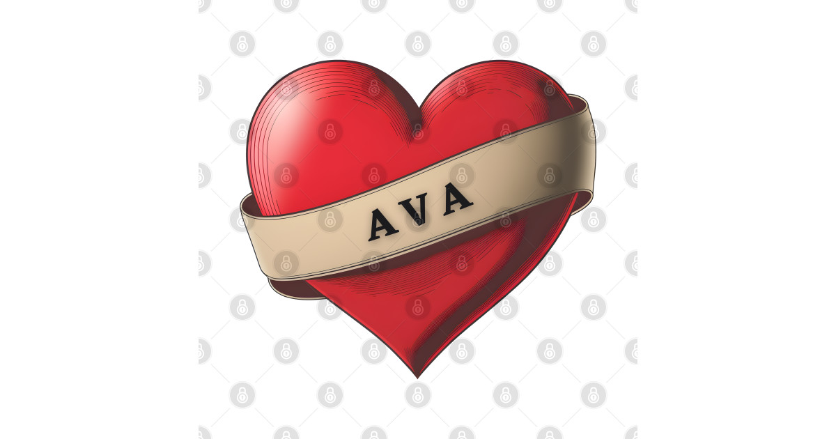 Ava - Lovely Red Heart With a Ribbon - Ava - T-Shirt | TeePublic