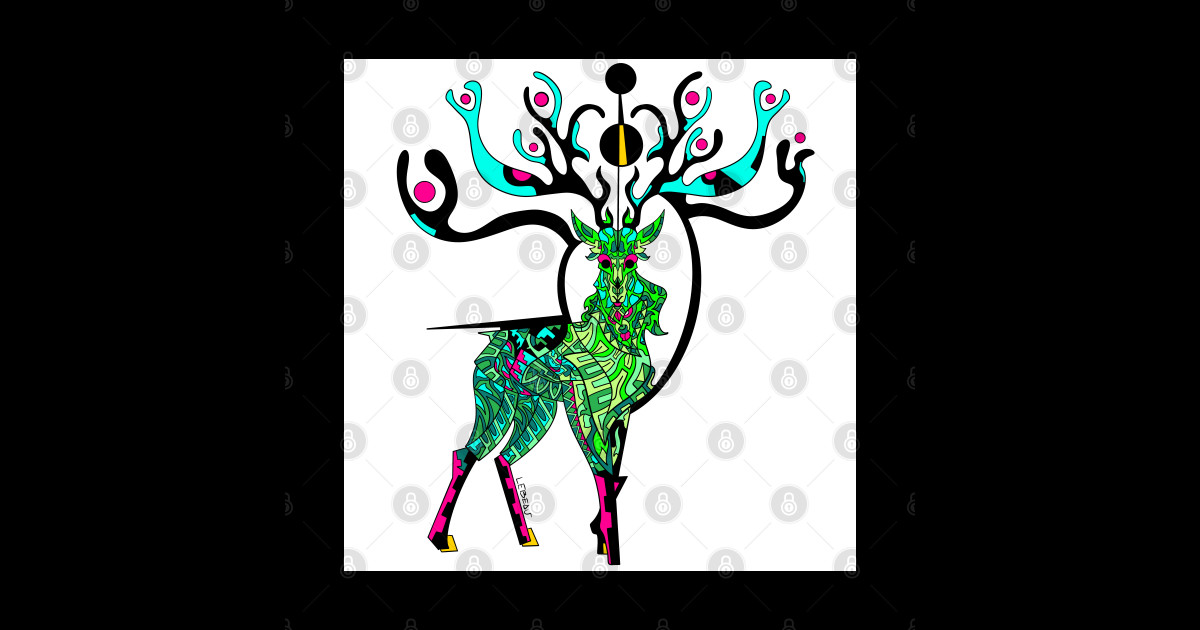 magical moose ecopop dvalinn cryptid beast art - Moose - Sticker ...