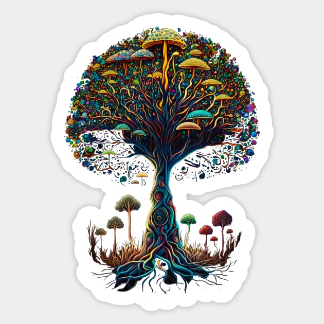 Mushroom Tree of Life - Shrooms - Sticker | TeePublic