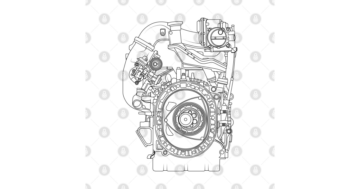 Mazda RX-7 FC FD RX-8 engine Vankel rotary engine blueprint - Mazda Rx ...