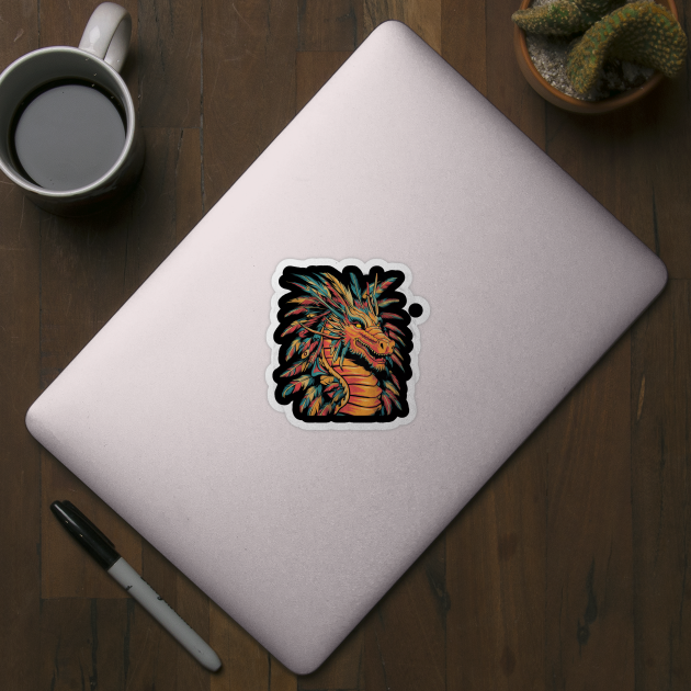 Golden native American dragon - Native American Dragon - Sticker ...