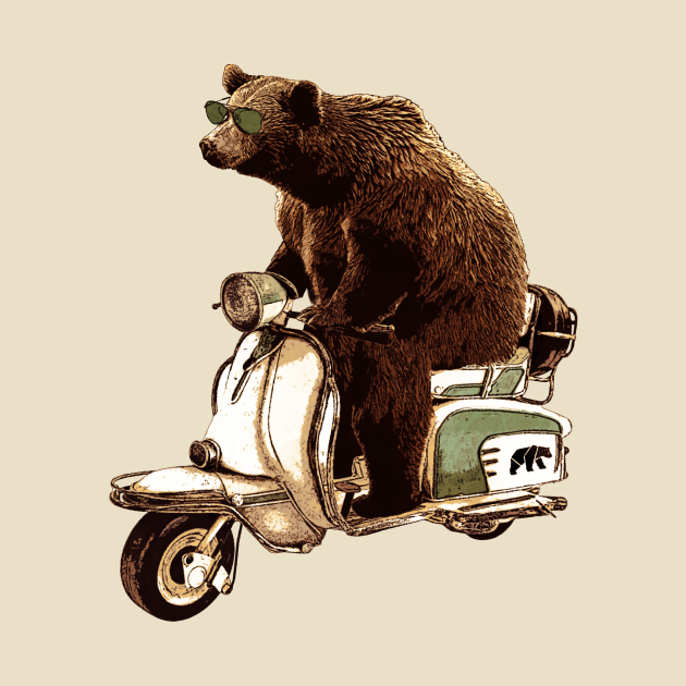 bear riding a vespa scooter - Bear Lover - Pin | TeePublic