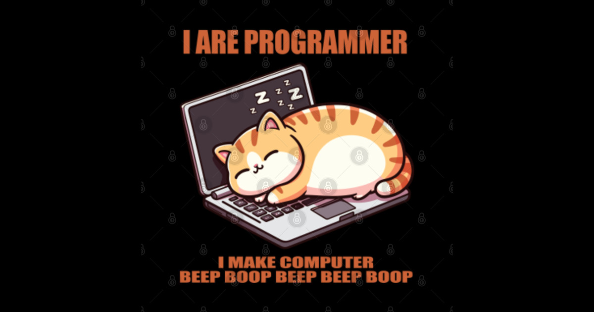I are programmer, fat sleeping cat - I Are Programmer - Sticker | TeePublic
