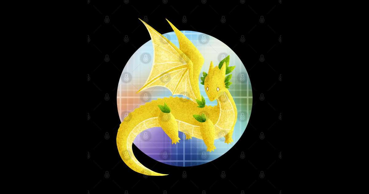 Kawaii Lemon Dragon - With Background - Dragon - Sticker | TeePublic